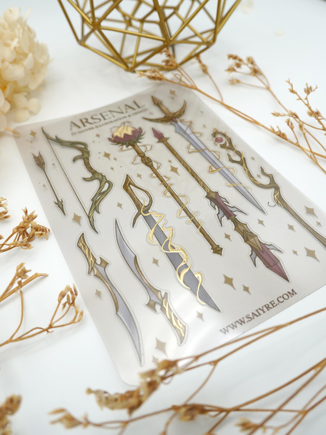 Arsenal RPG Fantasy Weapons Sticker Sheet: Gold Foil Journal Stickers ...