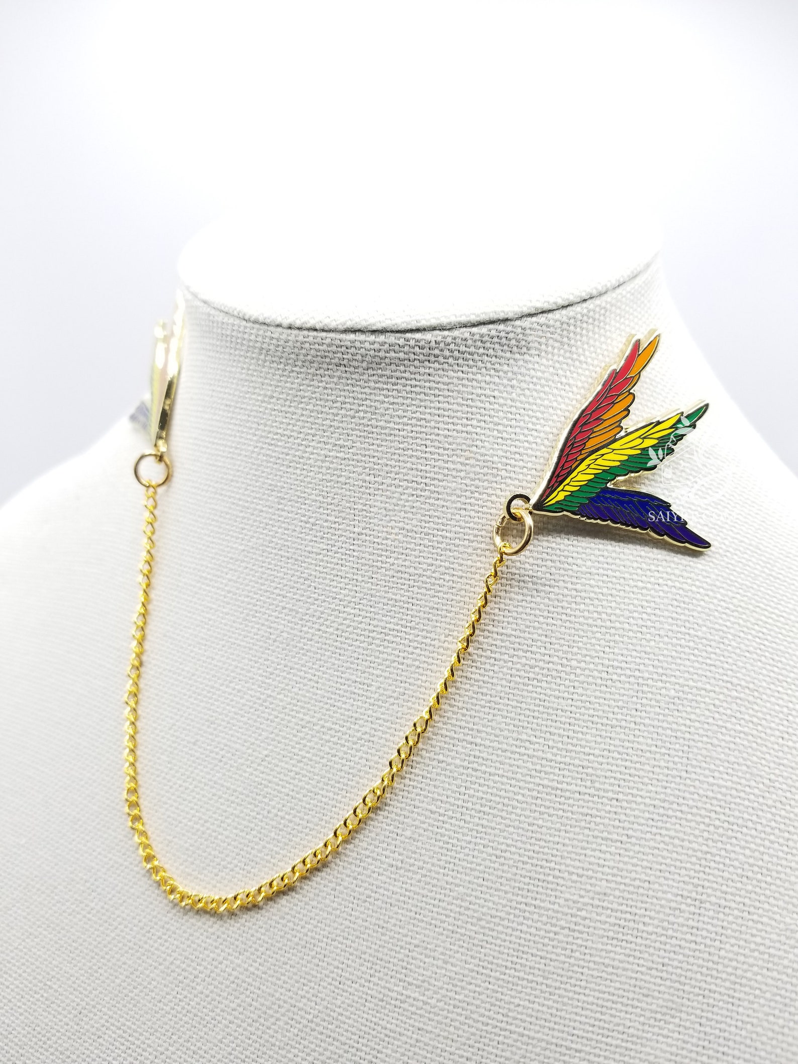 Seraph Wings LGBTQ+ Pride Collar Hard Enamel Pins | Colorful Angel ...