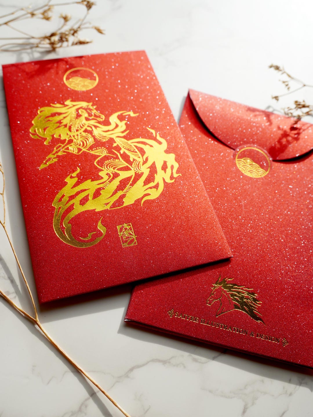 2026 Year of the Horse Red Envelope: Gold Foil Lunar New Year Gifting ...