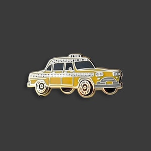 Taxi Cab Pin Vintage Cab Checkered Yellow Taxi Hard Enamel | Etsy