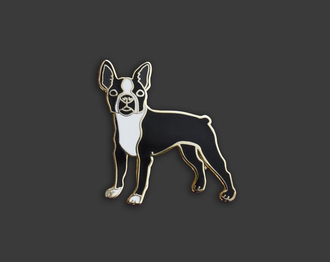 Boston Terrier Pin: Lulu Hard Enamel Pin With Gold Features - Etsy
