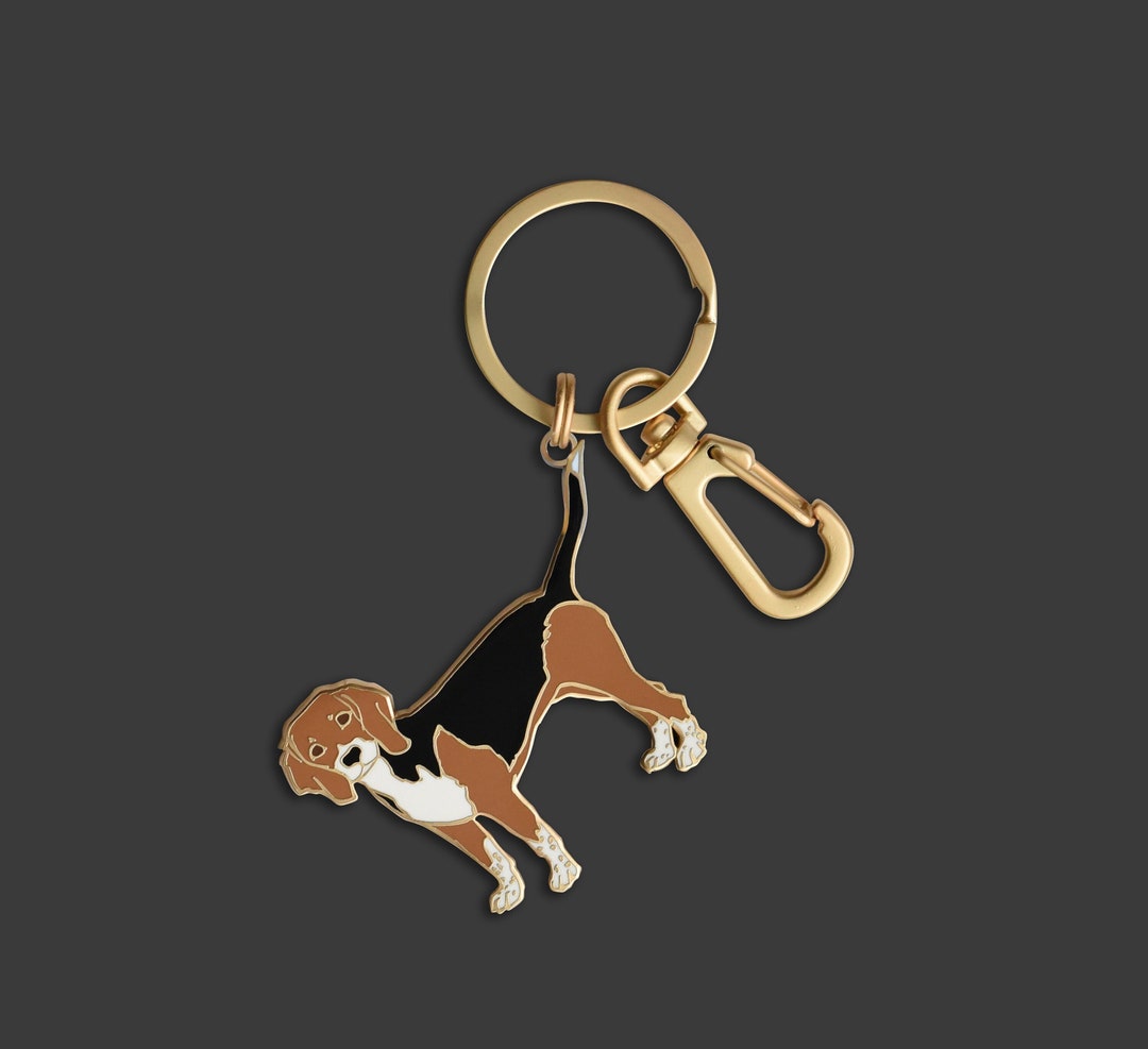 Beagle Keychain: Henry, Hard Enamel Bag Charm With Gold - Etsy