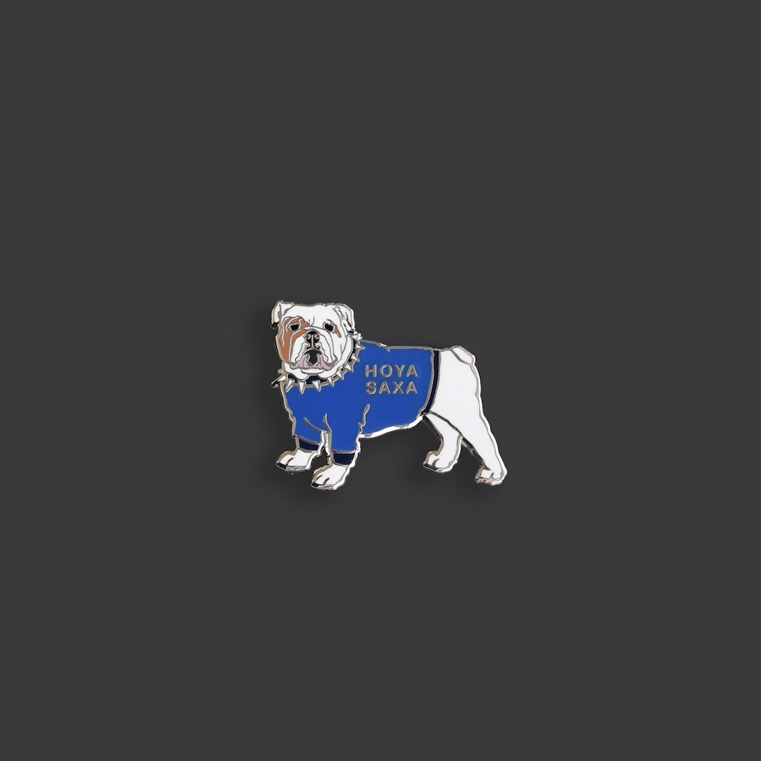 Jack the Bulldog Pin: Georgetown University Mascot, Shiny Silver Enamel ...