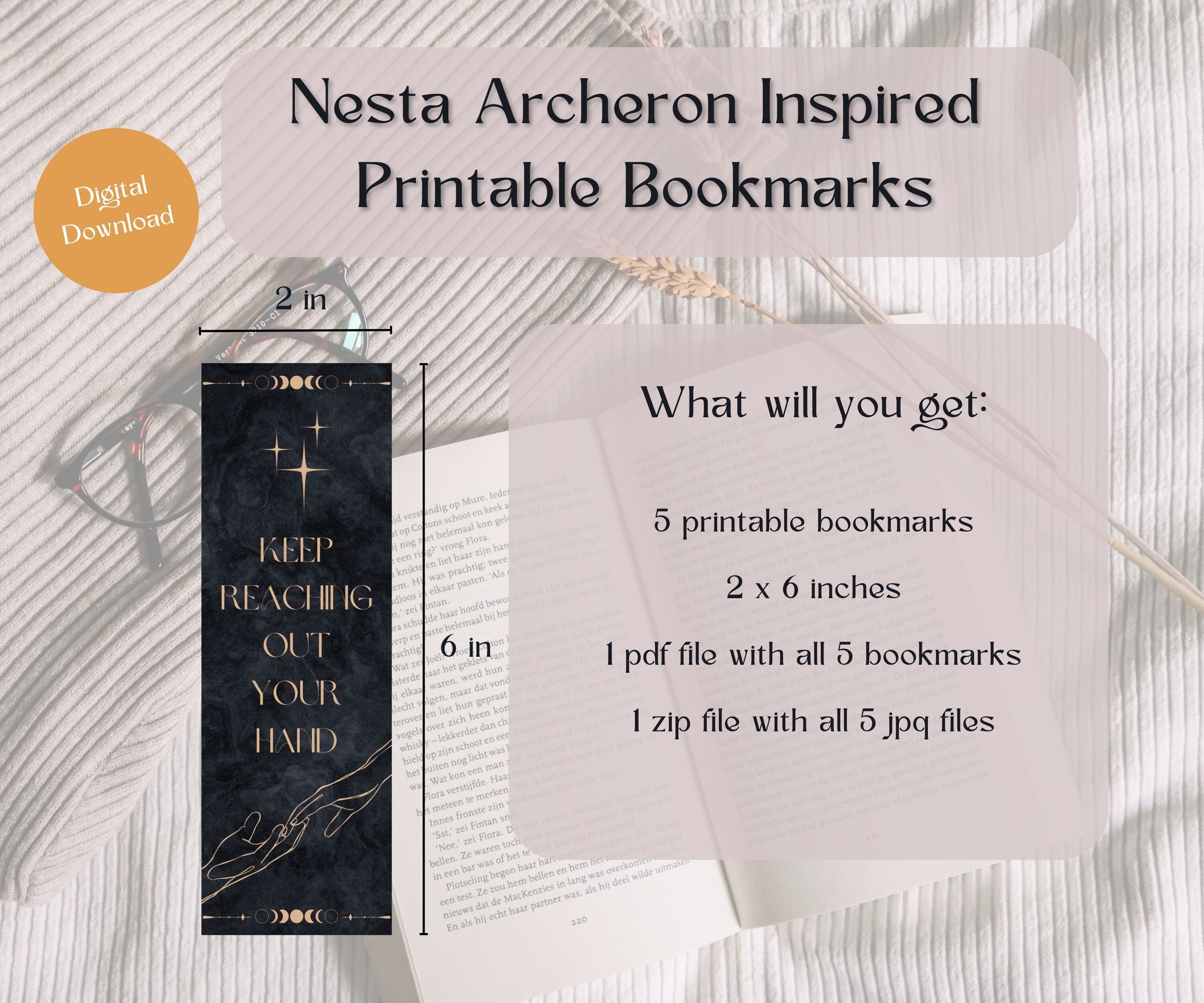 ACOTAR Inspired Nesta Archeron Printable Bookmarks, Digital Download ...