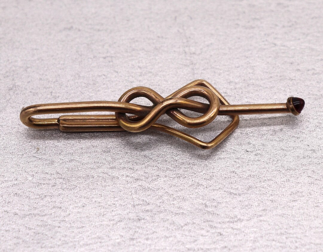 Vintage Swank Tie Clip Bar Gold Filled 1/40 10K R.G.F. W/ Red Cabochon ...