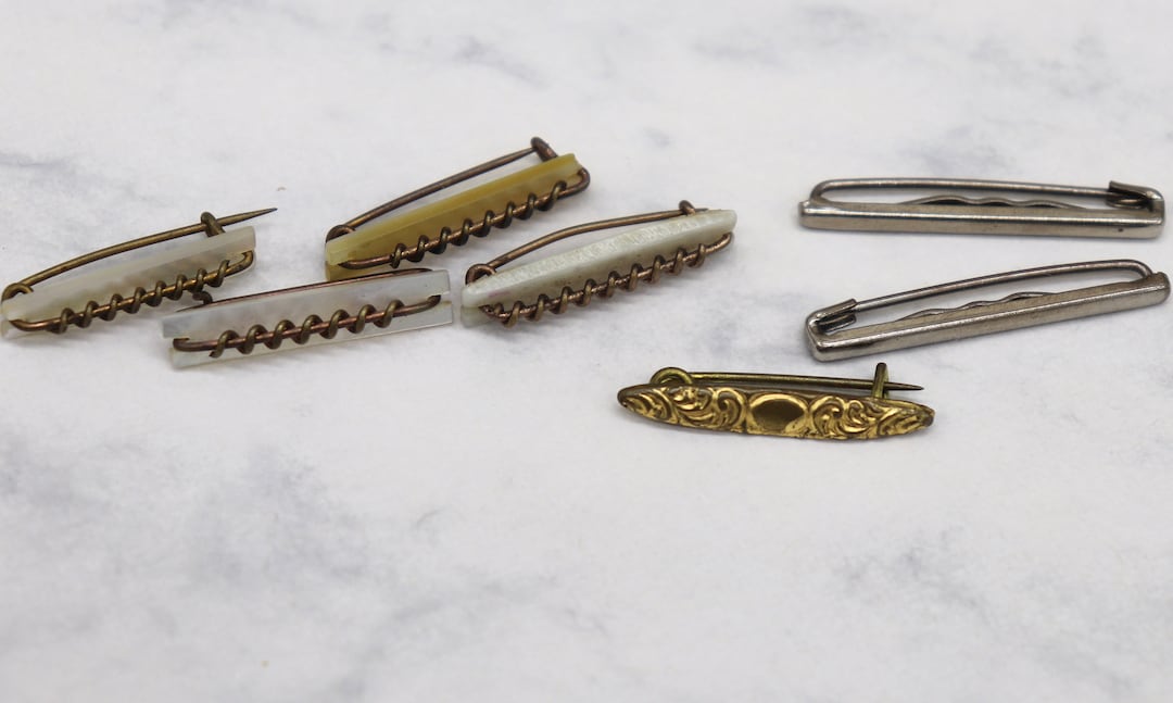 Lot Lingerie Pins Clips Vintage Antique Small Bar Pins Mother of Pearl ...