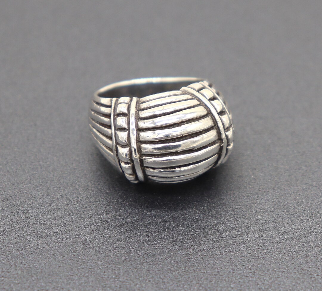 Vintage Chunky Sterling Silver Ring W/ Modernist Design Marked '925 ...