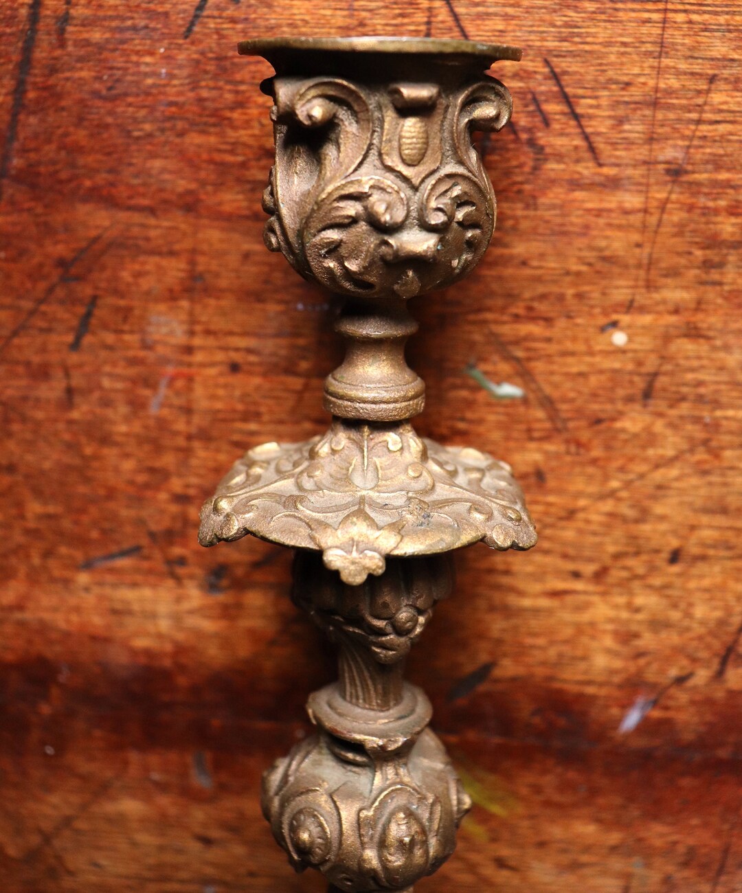 Vintage Antique Brass Candlestick Candle Holder Ornate Gilt Brass Art ...
