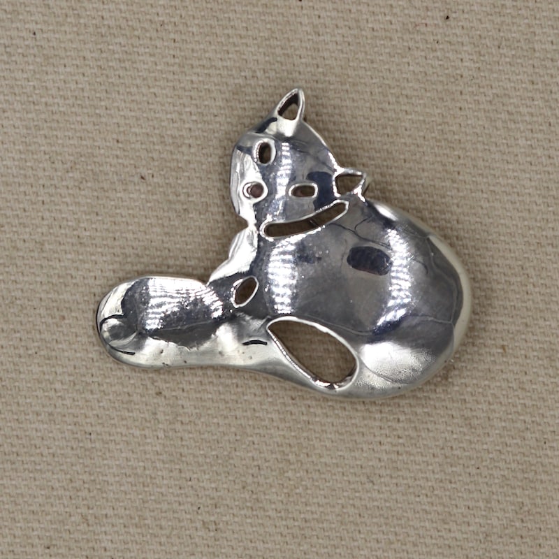 Sterling Cat Pin - Etsy