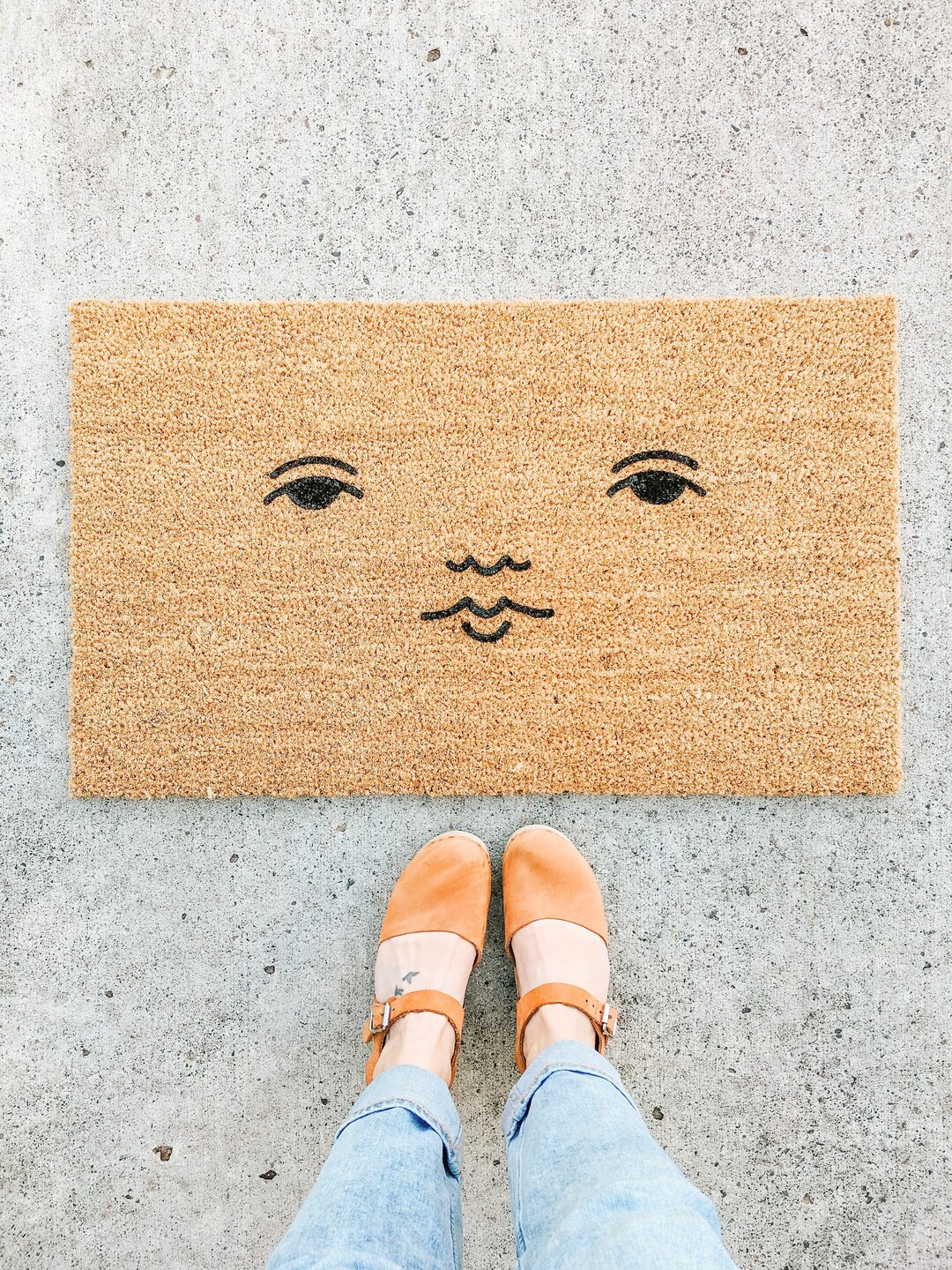 Face Doormat . Welcome Mat . Gift for Her . Coir Mat . Custom Door Mat ...