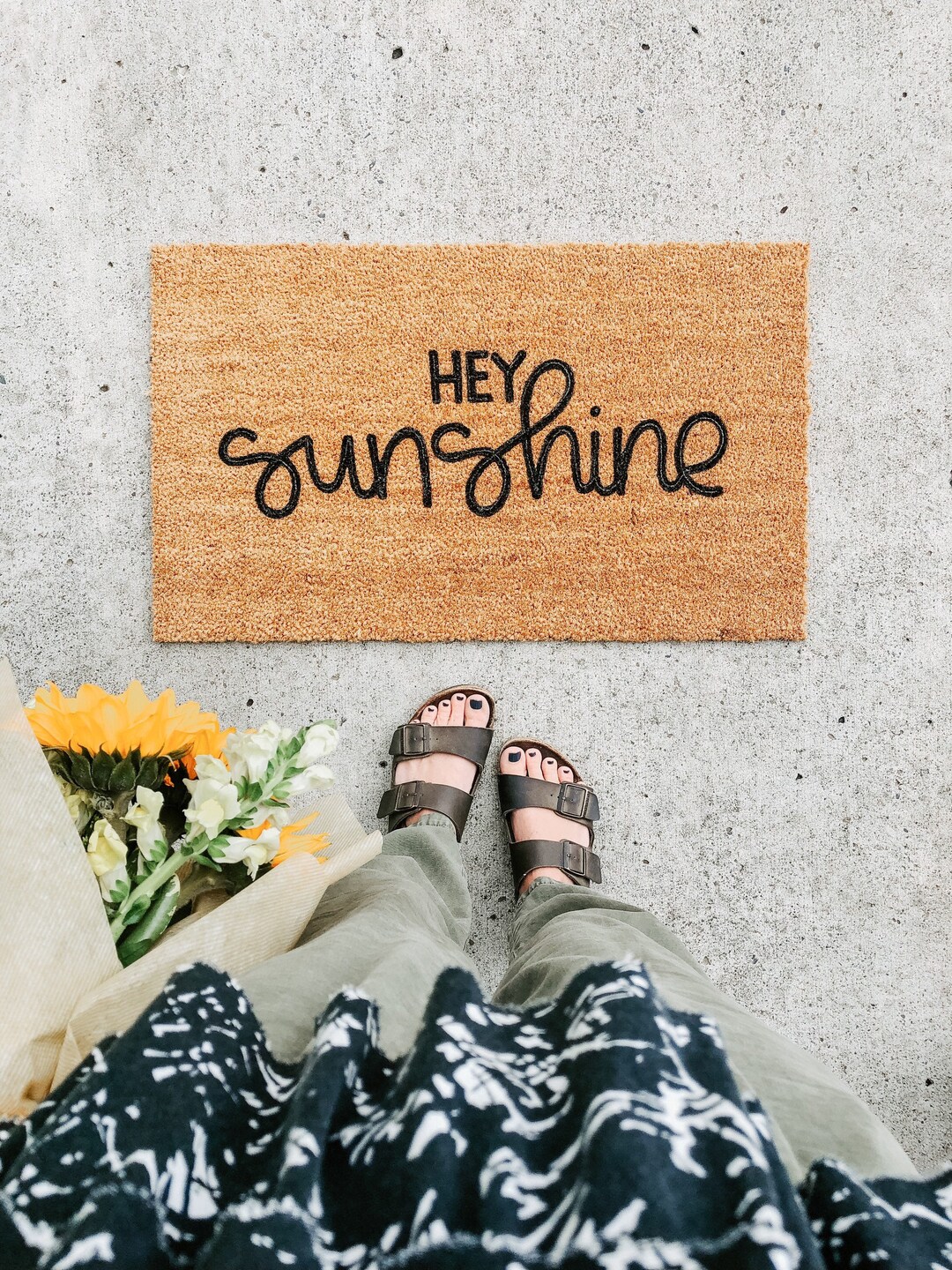 Hey Sunshine Doormat . Summer Decor . Welcome Mat . Gift for Her ...