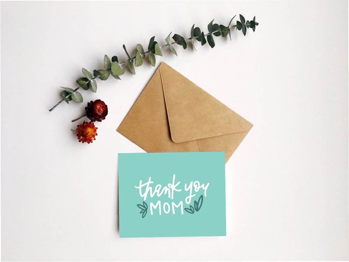 Mothers day card . thank you mom note card . mother's day | Etsy