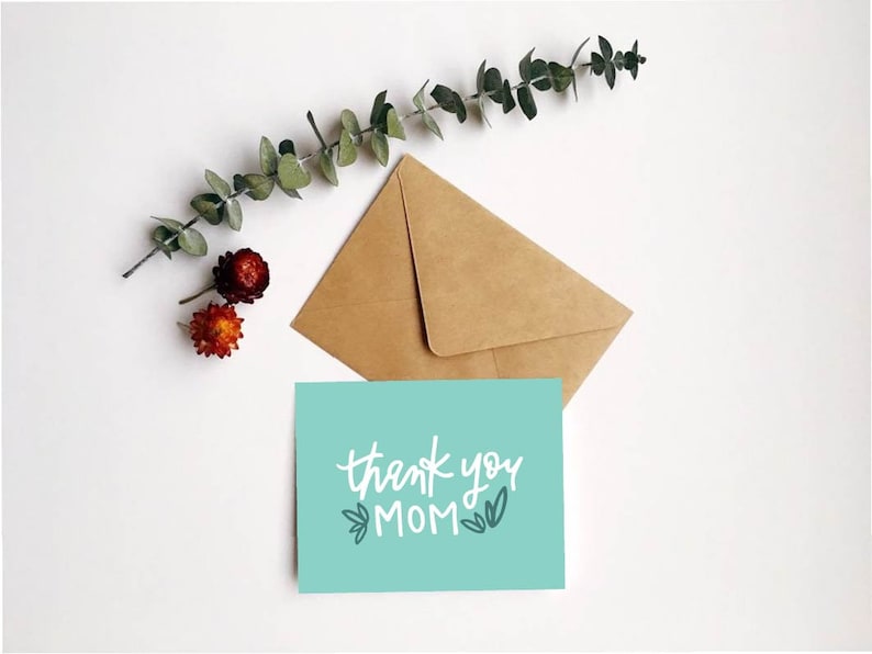 Mothers Day Card . Thank You Mom Note Card . Mother's Day Greeting Card ...