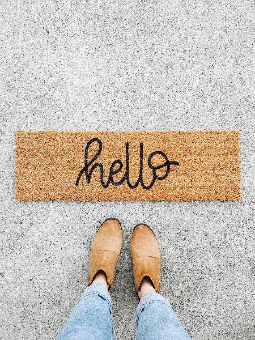 Hello Doormat . Mini Welcome Mat . Gift for Her . Small Coir Doormat ...
