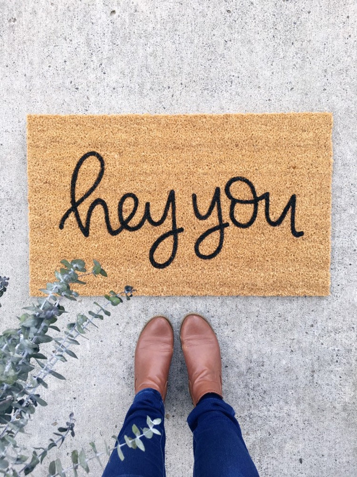 Hey You Doormat . Wedding Gift . Welcome Mat . Personalized Coir Mat ...