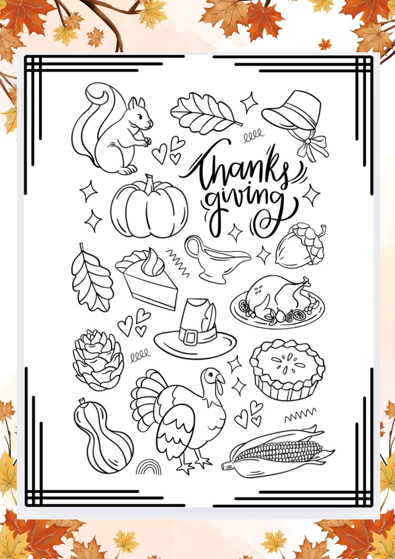 Thanksgiving Coloring Page-digital Download - Etsy