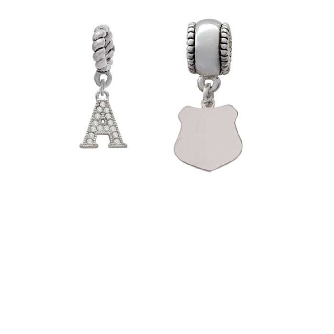 Police Badge Charm Bead Set: Crystal Initial, Custom Number - Etsy