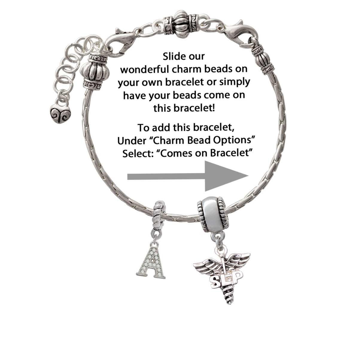 SLP Caduceus Charm Bead & Crystal Initial Bead Set: Speech Language ...