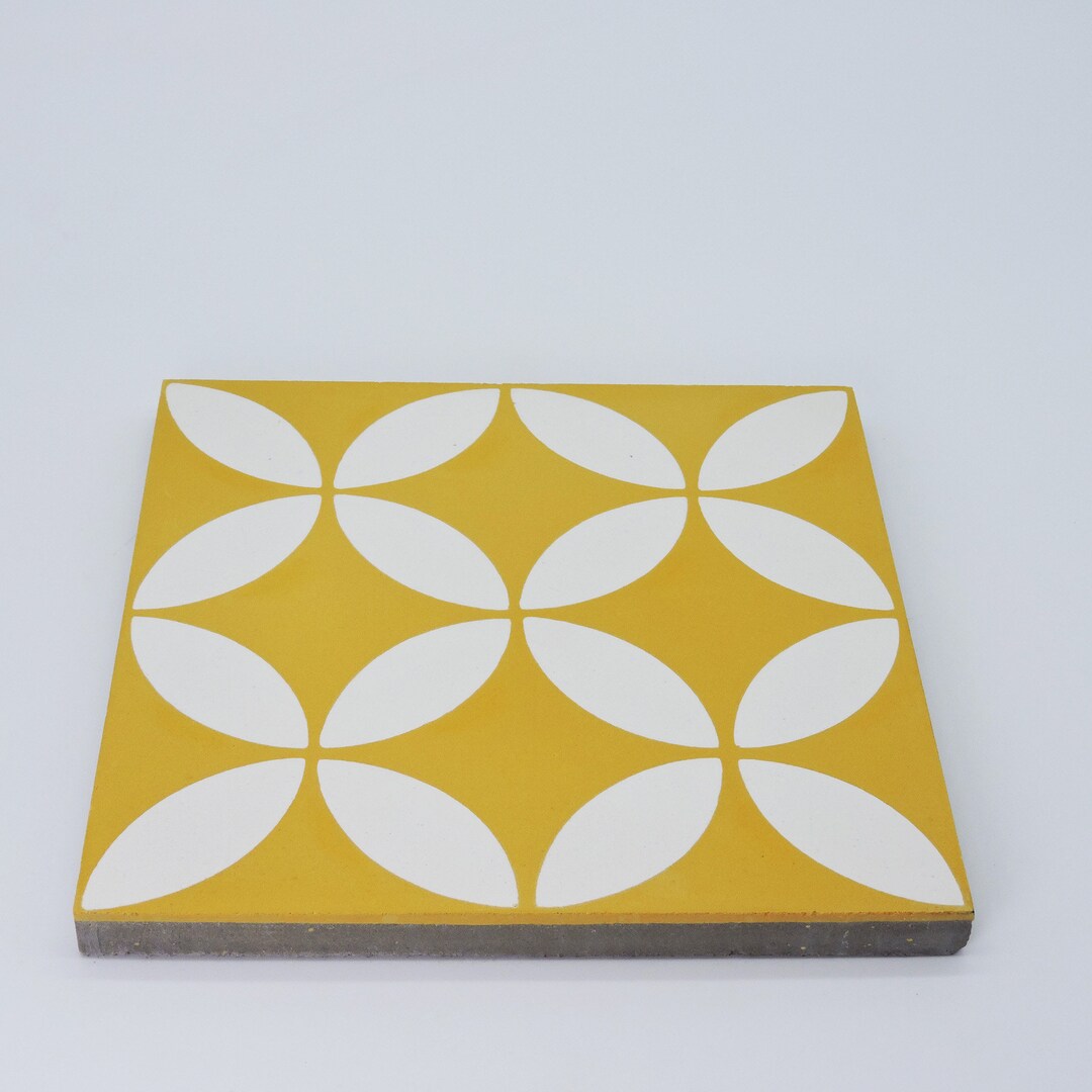 Moroccan Handmade Cement Tile. 8inch X 8 Inch Floor & Wall Amlo Yellow ...