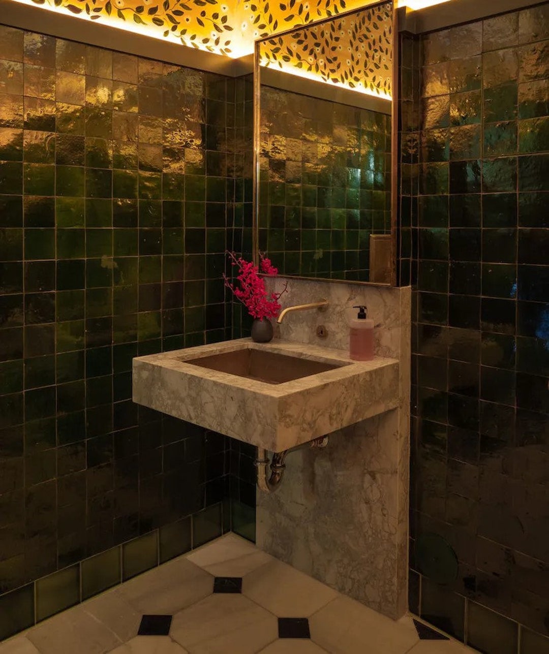 Moroccan Zellige Mosaic Tile, 4x4in. Floor & Wall Solid Color Dark ...