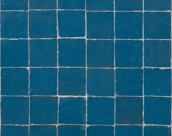Premium Quality 3x3 Cobalt Blue Square Pattern Porcelain Mosaic Floor ...