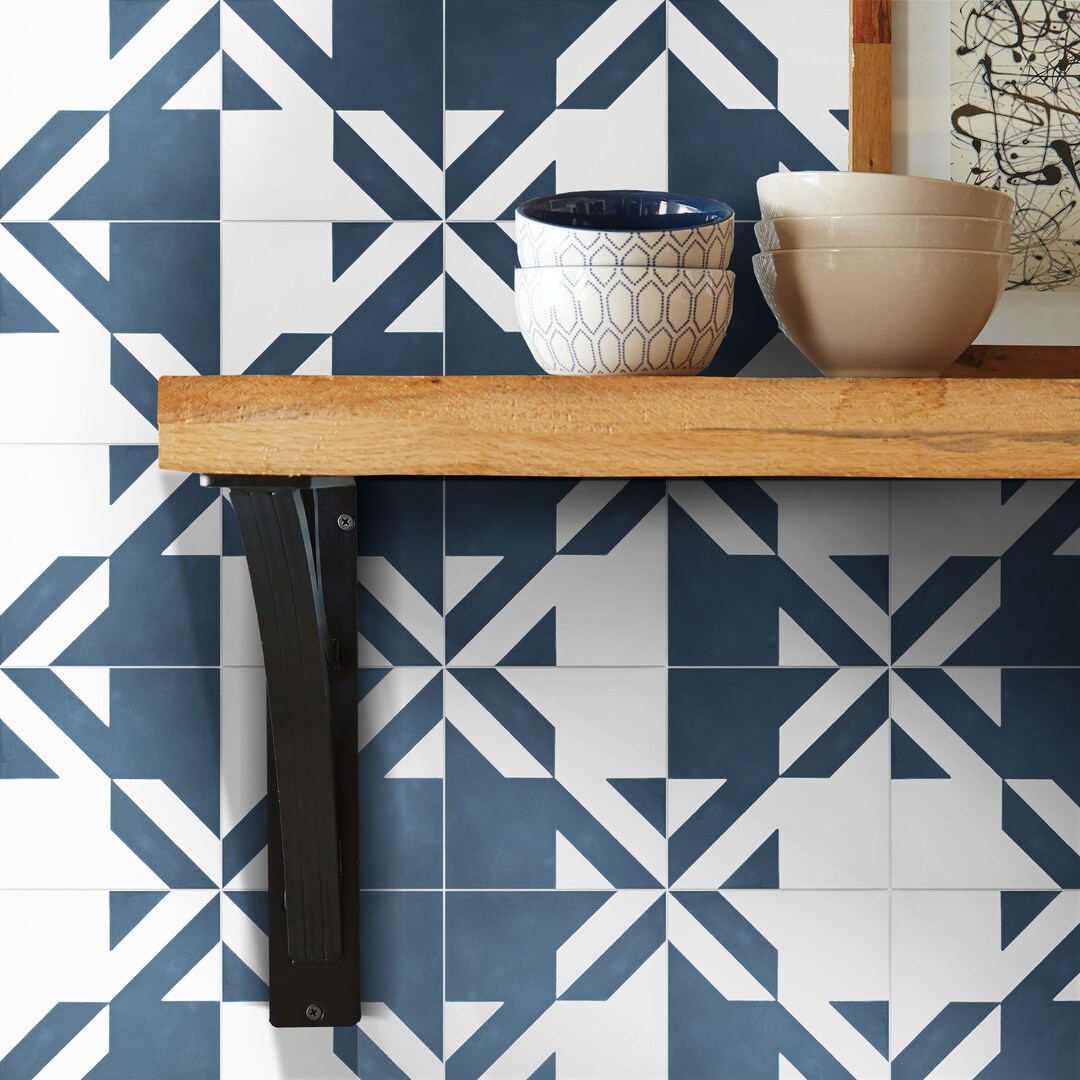 Moroccan Handmade Cement Tile. 8inch X 8 Inch Floor & Wall Tantan Navy ...