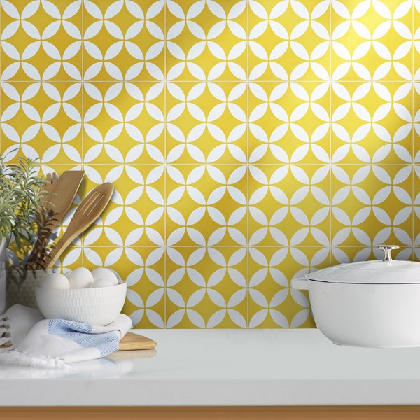Yellow and White Tile - Etsy