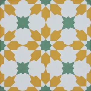 Moroccan Handmade Cement Tile. 8inch X 8 Inch Floor & Wall Ahfir Yellow ...