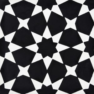 Moroccan Handmade Cement Tile. 8inch X 8 Inch Floor & Wall Medina Black ...