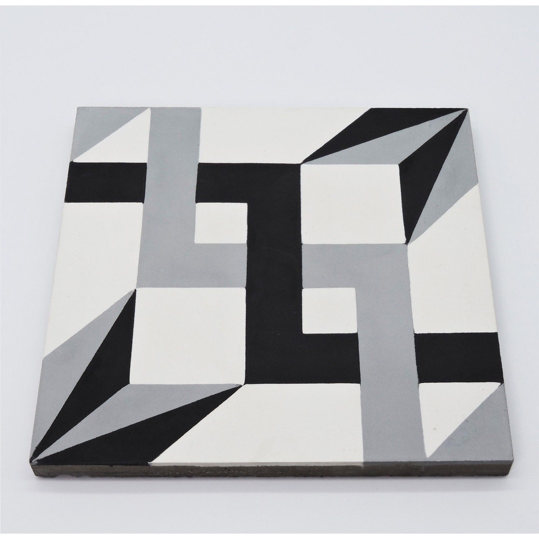 Moroccan Handmade Cement Tile. 8inch X 8 Inch Floor & Wall Sahara Black ...