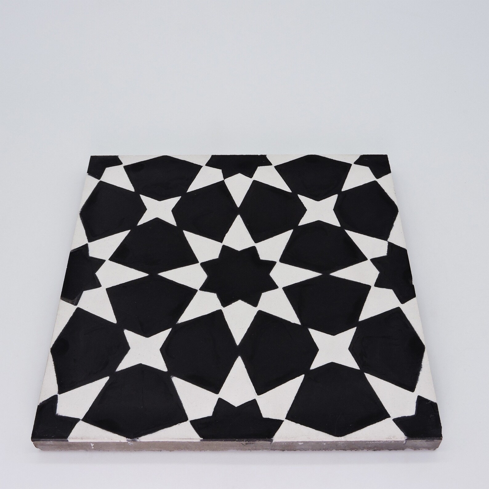 Moroccan Handmade Cement Tile. 8inch X 8 Inch Floor & Wall Medina Black ...