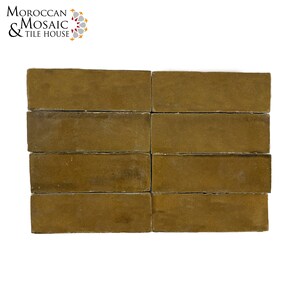 Moroccan Handmade in 2x6 Solid Color Zellige Tile Caramel - Etsy