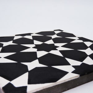 Moroccan Handmade Cement Tile. 8inch X 8 Inch Floor & Wall Medina Black ...