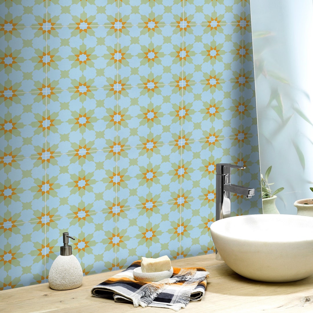 Moroccan Handmade Cement Tile. 8inch X 8 Inch Floor & Wall Ahfir Sky ...