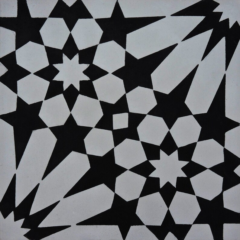 Moroccan Handmade Cement Tile. 8inch X 8 Inch Floor & Wall Agdal Grey ...