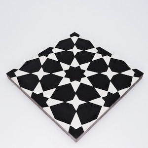 Moroccan Handmade Cement Tile. 8inch X 8 Inch Floor & Wall Medina Black ...