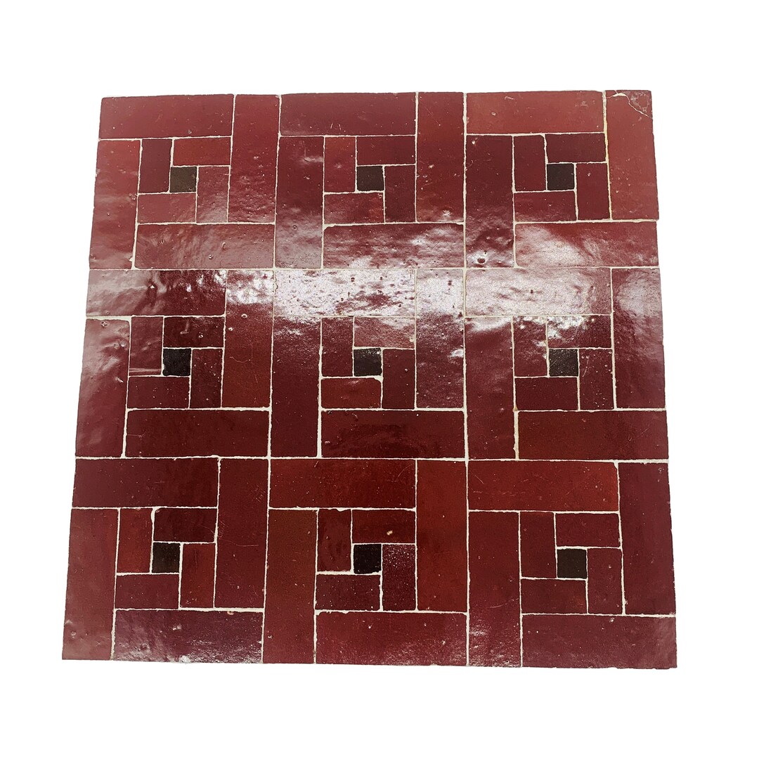 Moroccan Mosaic Tile, 11in X 11in Panel, Floor & Wall, Dark Red , Adela ...