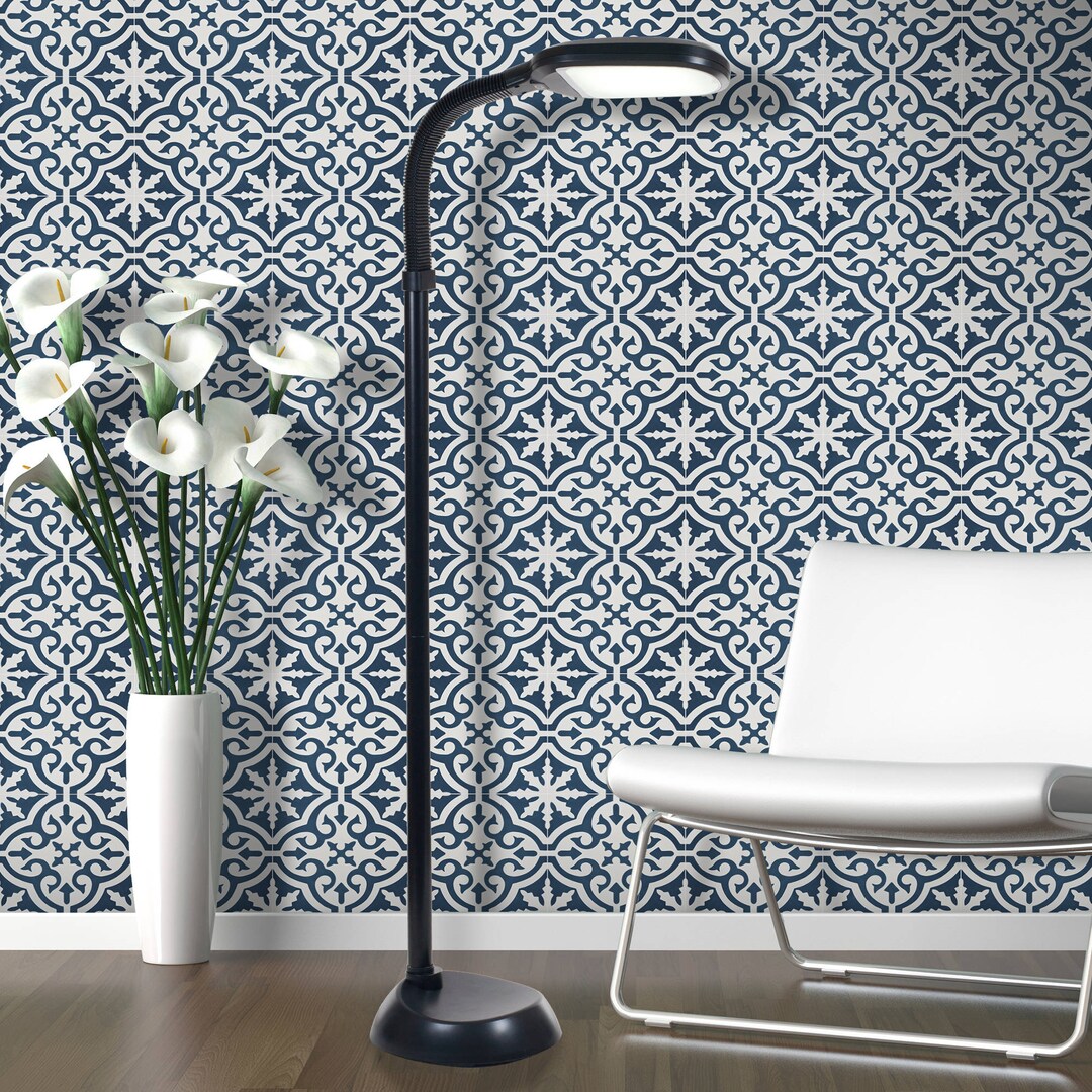 Moroccan Handmade Cement Tile. 8inch X 8 Inch Floor & Wall Argana Navy ...