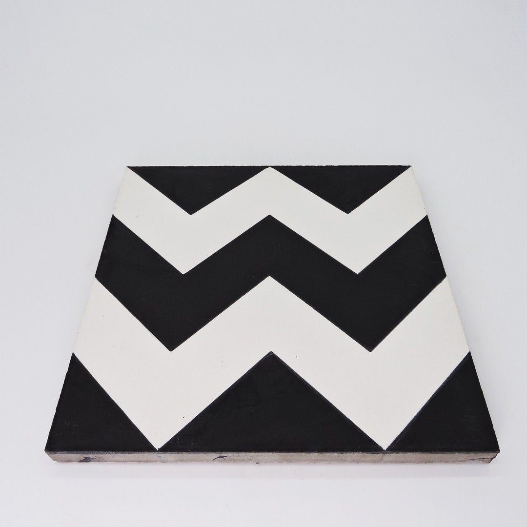 Moroccan Handmade Cement Tile. 8inch X 8 Inch Floor & Wall Jerada Black ...