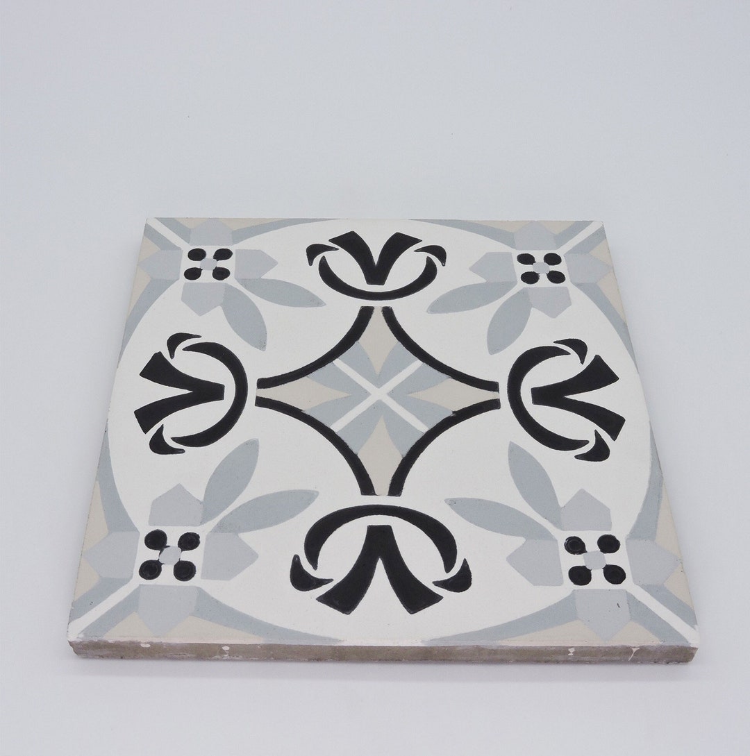 Moroccan Handmade Cement Tile. 8inch X 8 Inch Floor & Wall Tifelt Gray ...