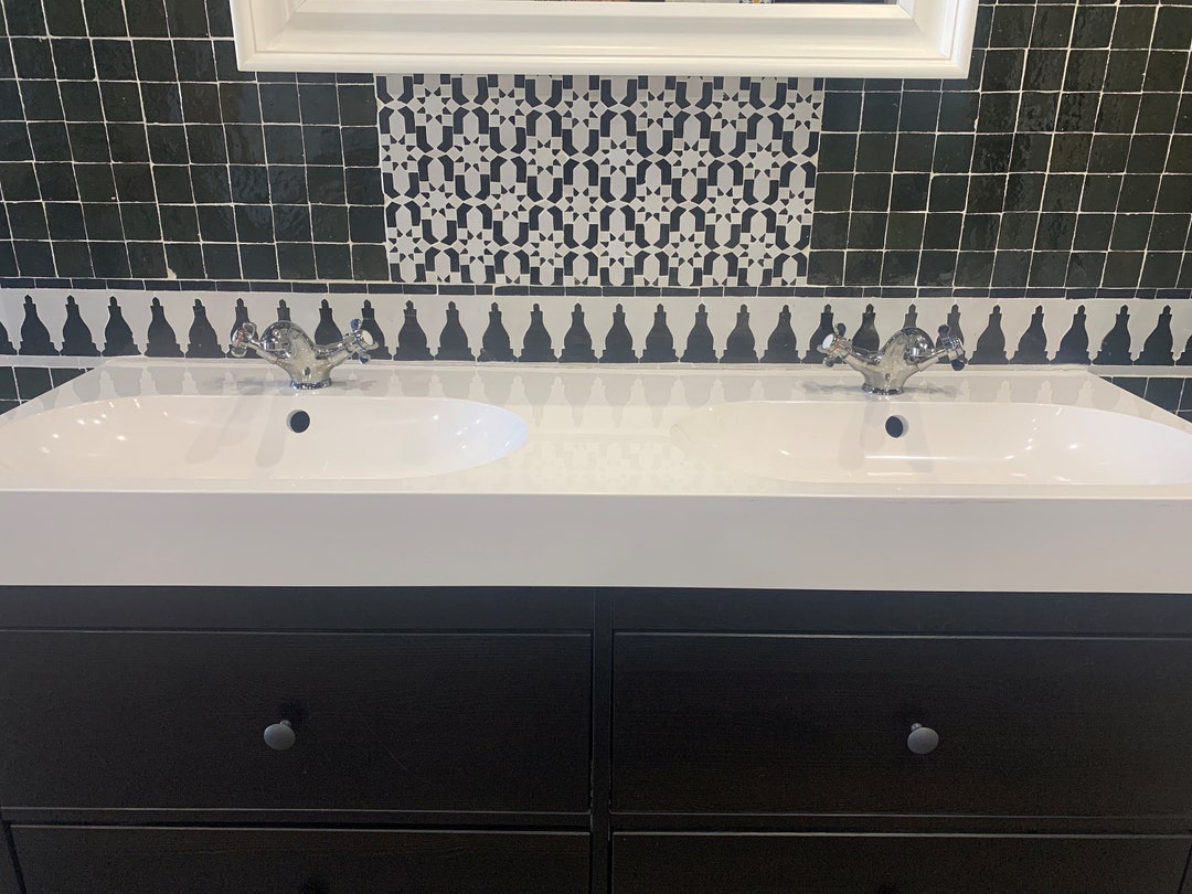 Palma Mosaic Border, 12 X 5 X 1/2, Black and White - Etsy