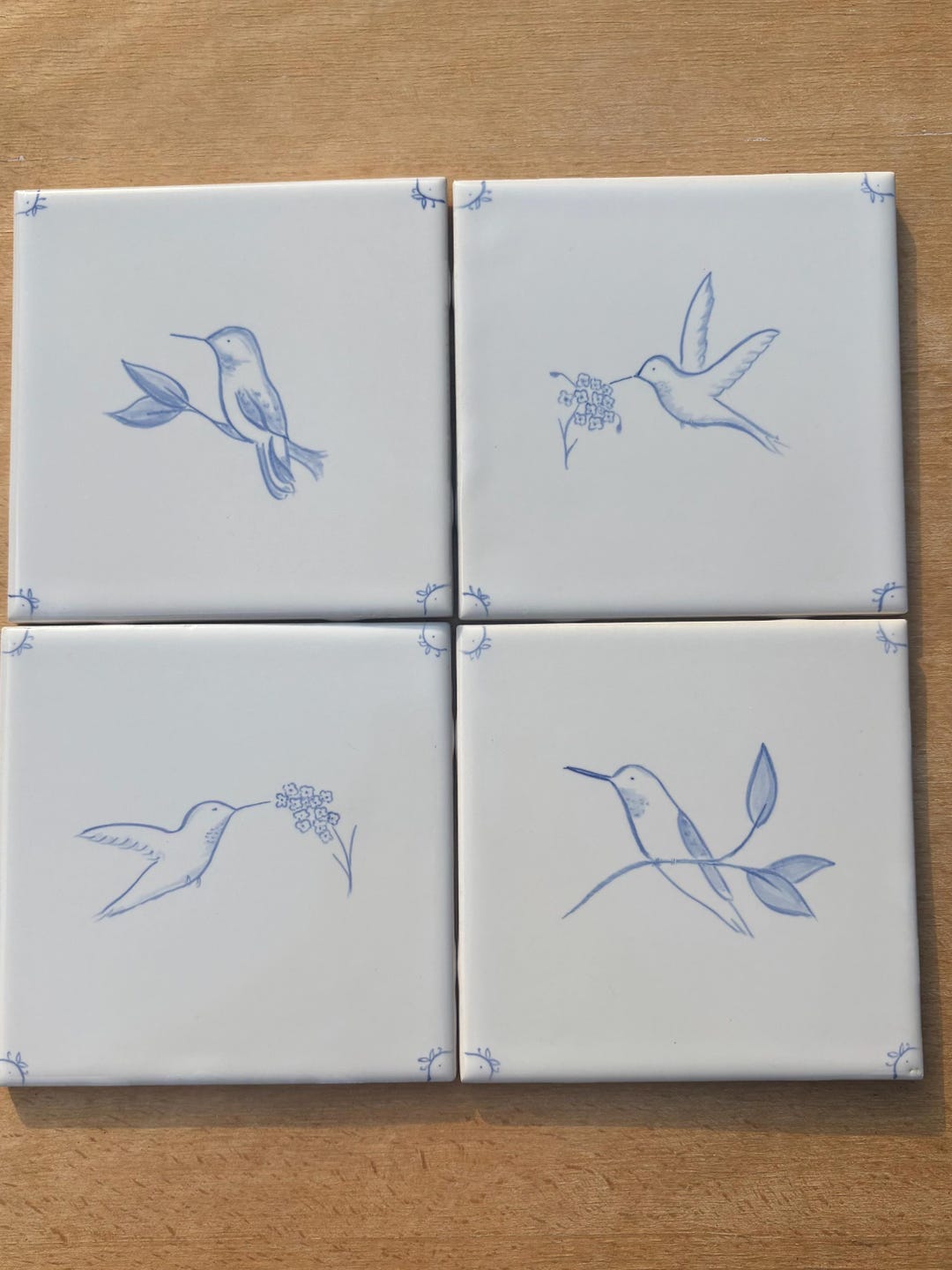 French Country Hand Painted Tiles - Set of Four 6" Tiles for Back ...
