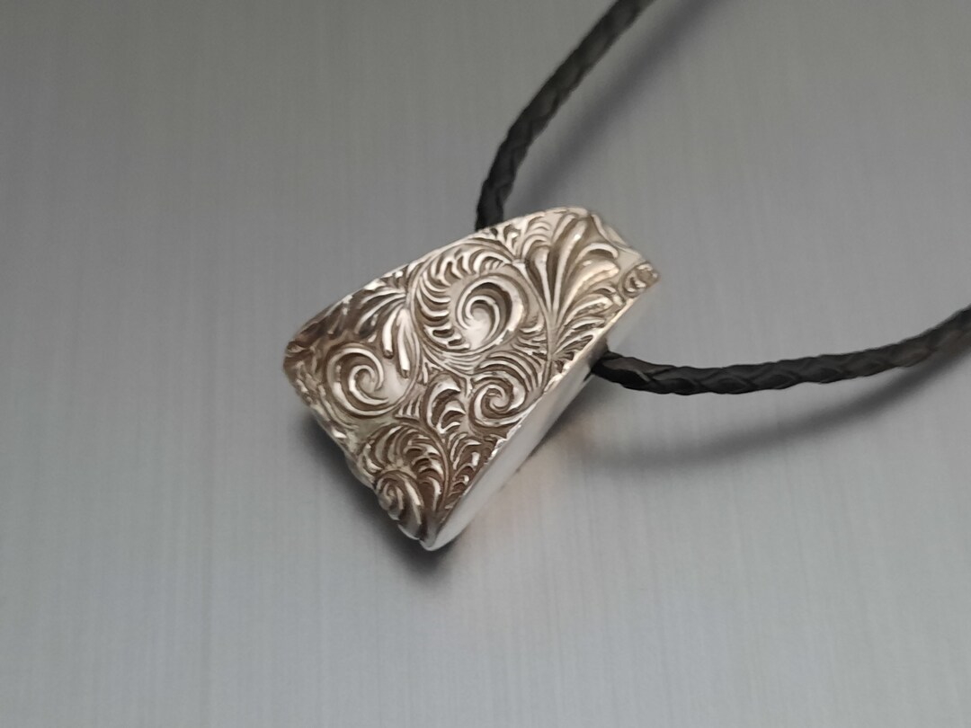 Bold Artisan Silver Keystone Pendant Necklace With Leather Cord - Etsy