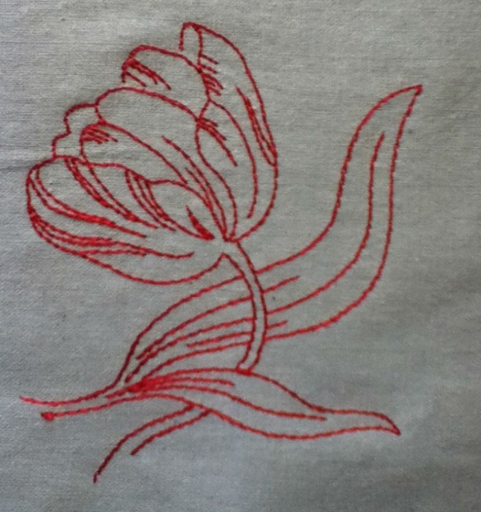 Redwork Tulip Design. Machine Embroidery Design - Etsy