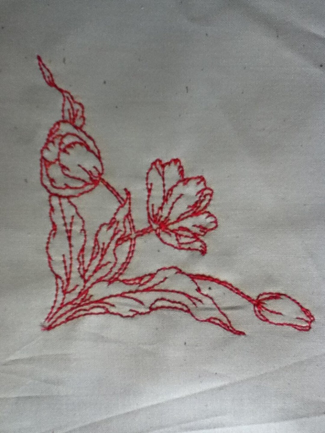 Redwork Tulip Corner, Machine Embroidery Design - Etsy