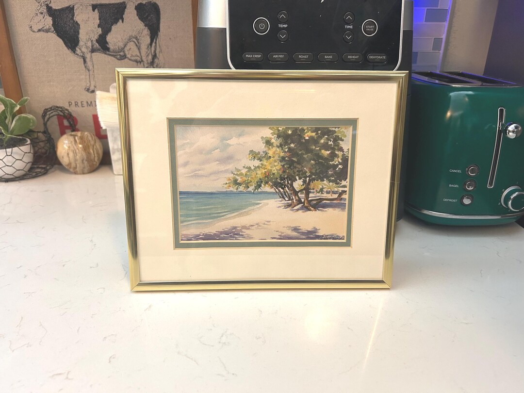 Vintage Lois Brezinski Watercolor Print: Tropical "sunny Beach View ...