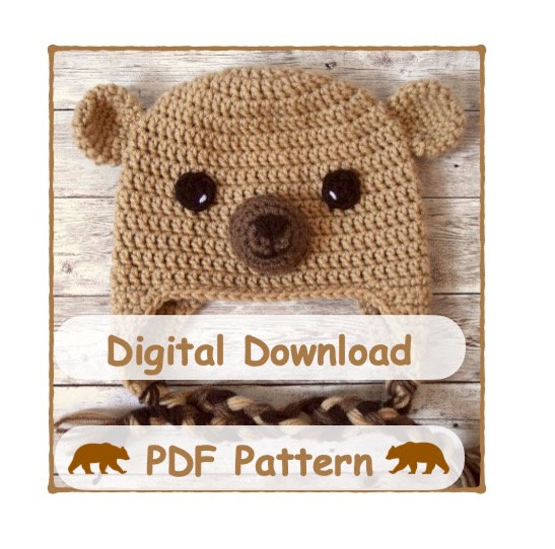 Teddy Bear Hat Crochet Pattern – Multi-size Animal Beanie (PDF Pattern ...