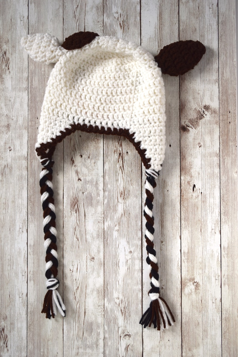 Cow Hat Crochet Pattern - Multi-size Beanie - Animal Face - Ear-flap ...