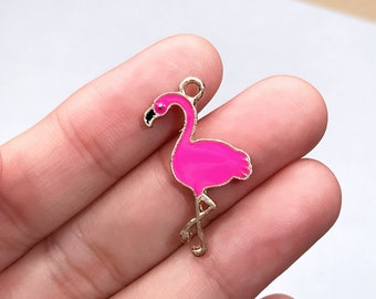 Pink flamingo charm | Etsy