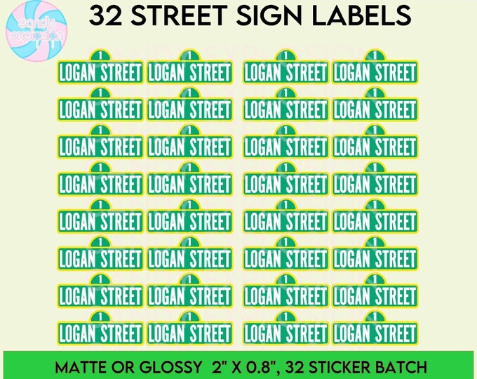 Hometown Street Sign STICKERS, Labels, Personalized, Matte or Glossy, 2 ...